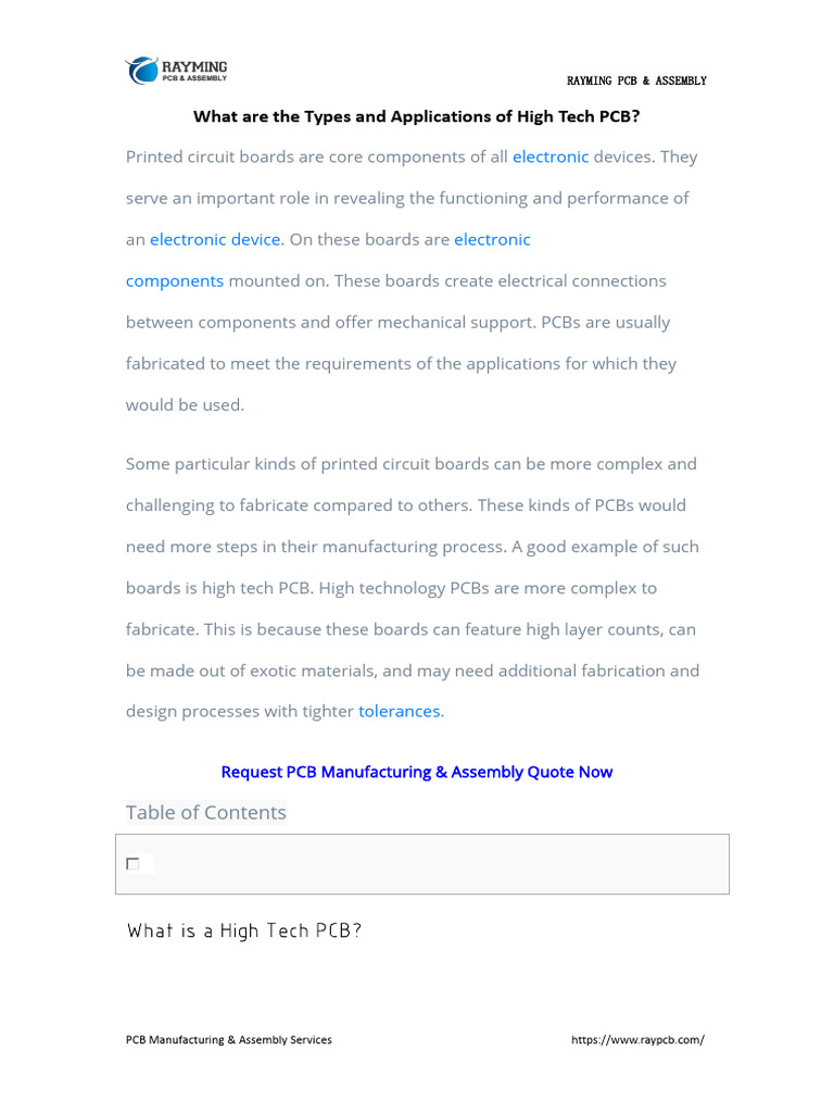 What Are The Types and Applications of High Tech PCB | PDF | Printed ...