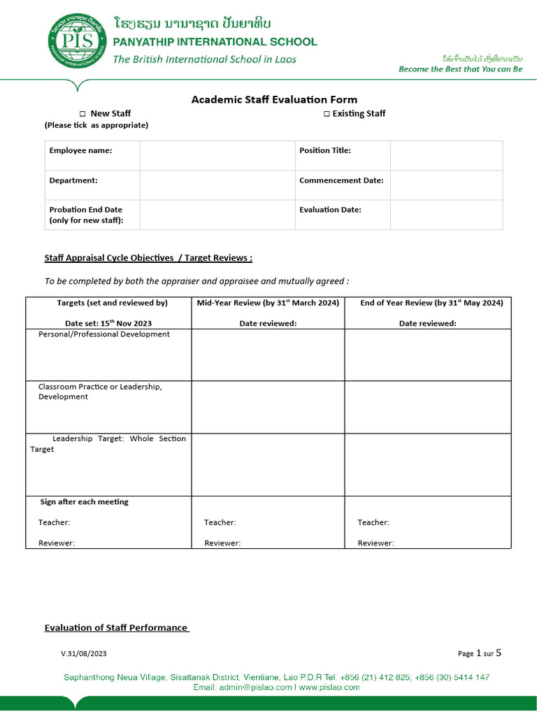 Academic Staff Evaluation Form Proforma | PDF | Leadership | Teachers