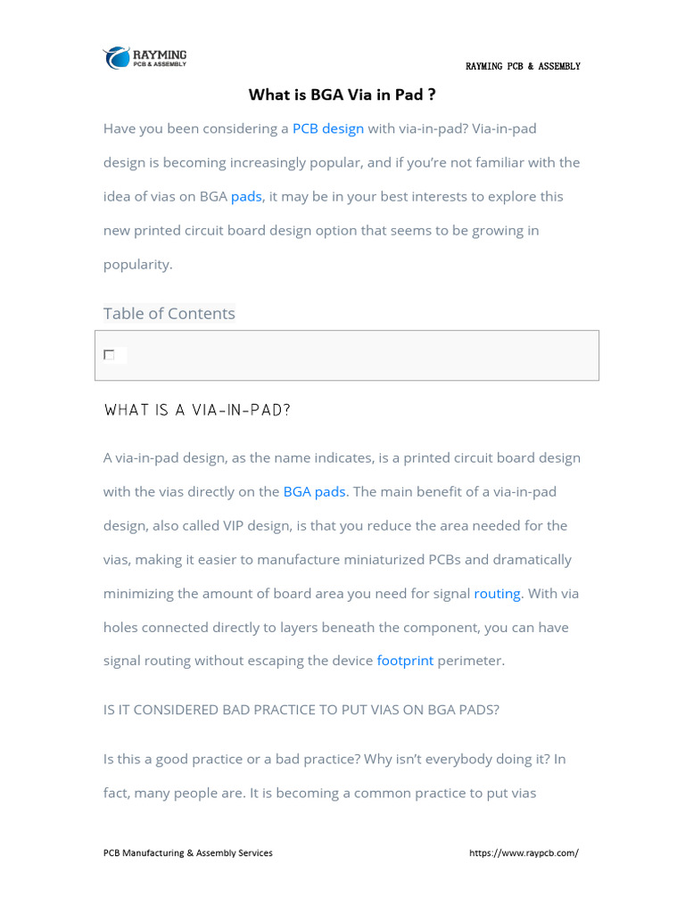 What Is BGA Via in Pad | PDF