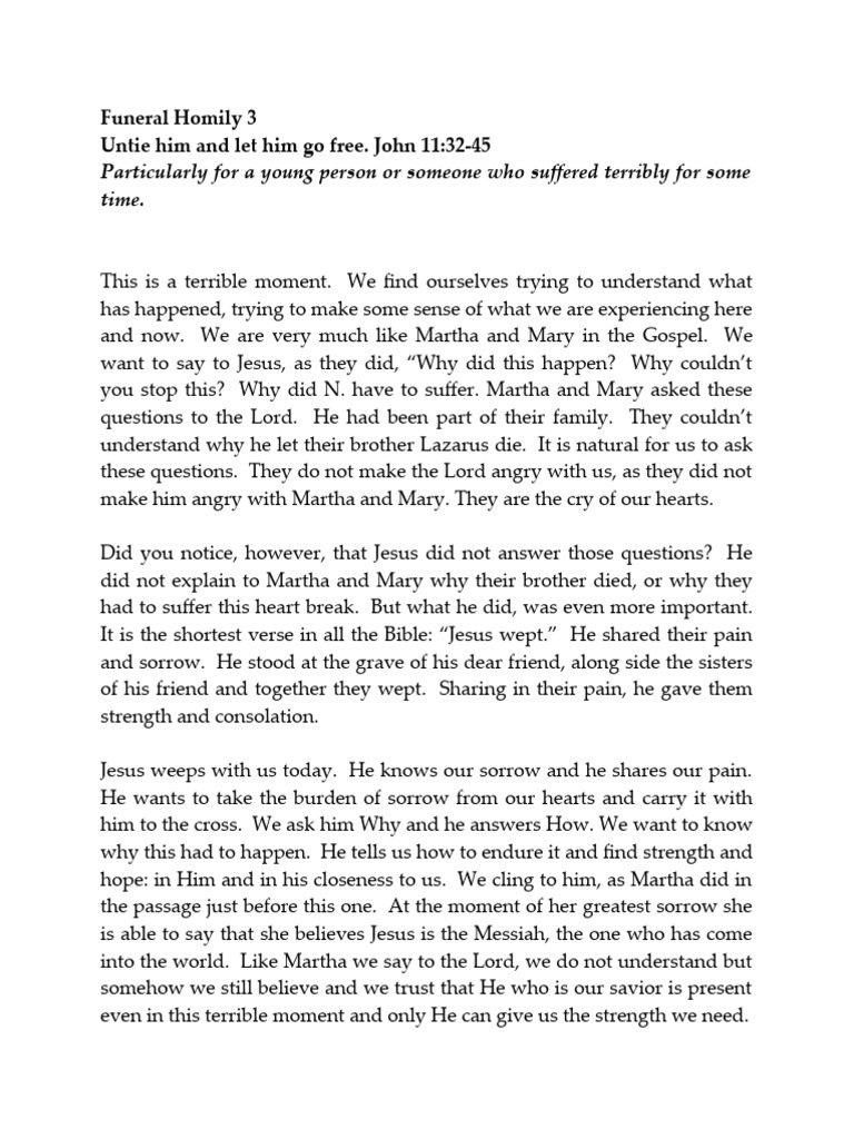 Comfort in Grief: Jesus Weeps with Us | PDF | Jesus | Lazarus Of Bethany