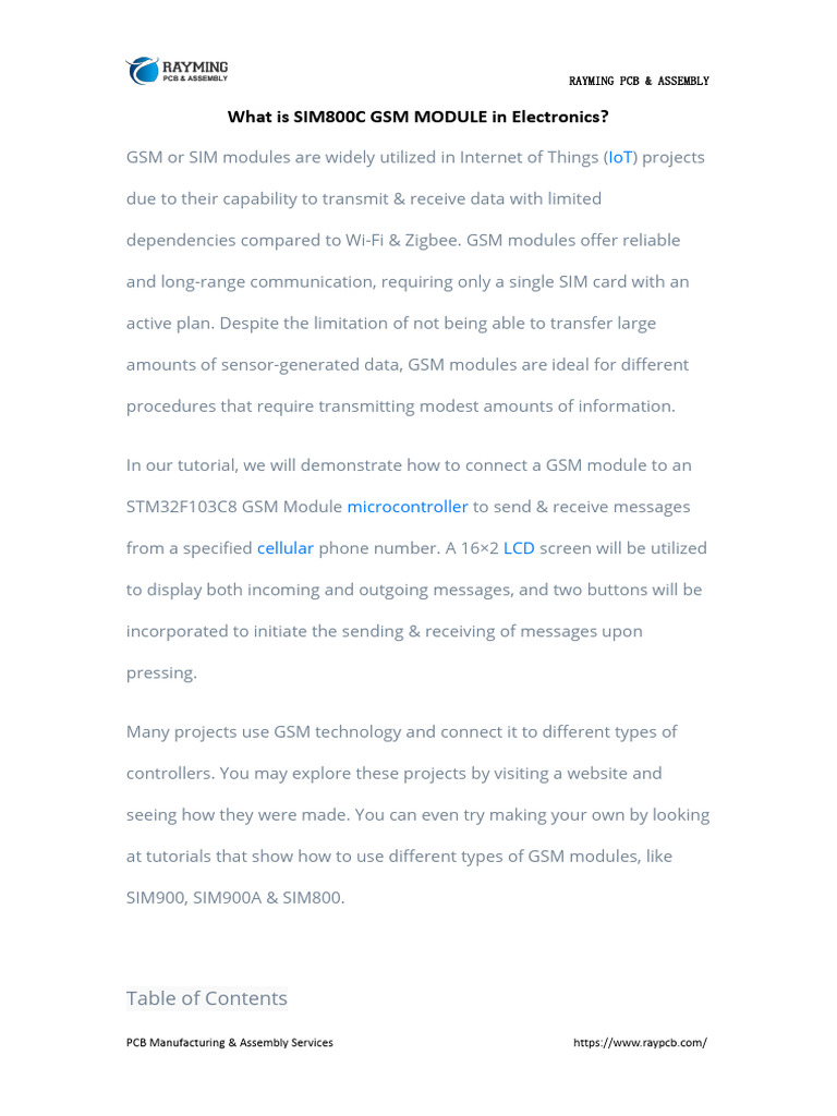 What Is SIM800C GSM MODULE in Electronics | PDF | Microcontroller ...