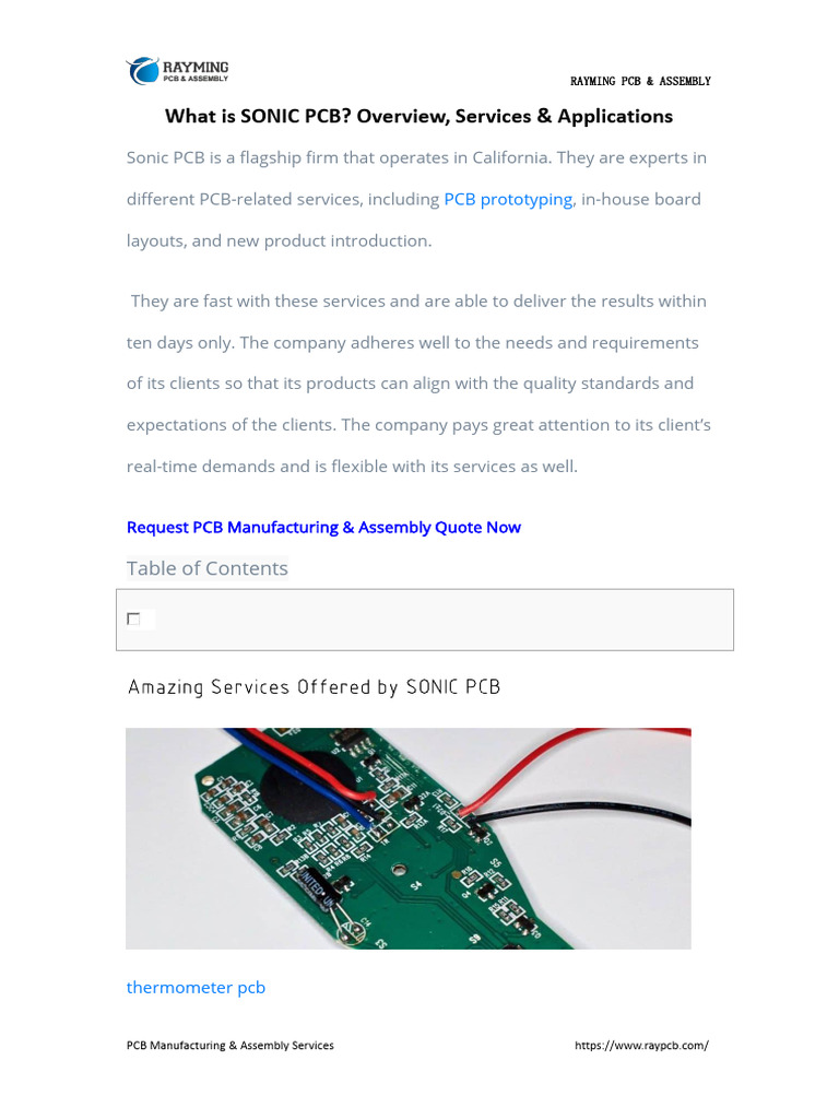 What Is SONIC PCB Overview, Services & Applications | PDF