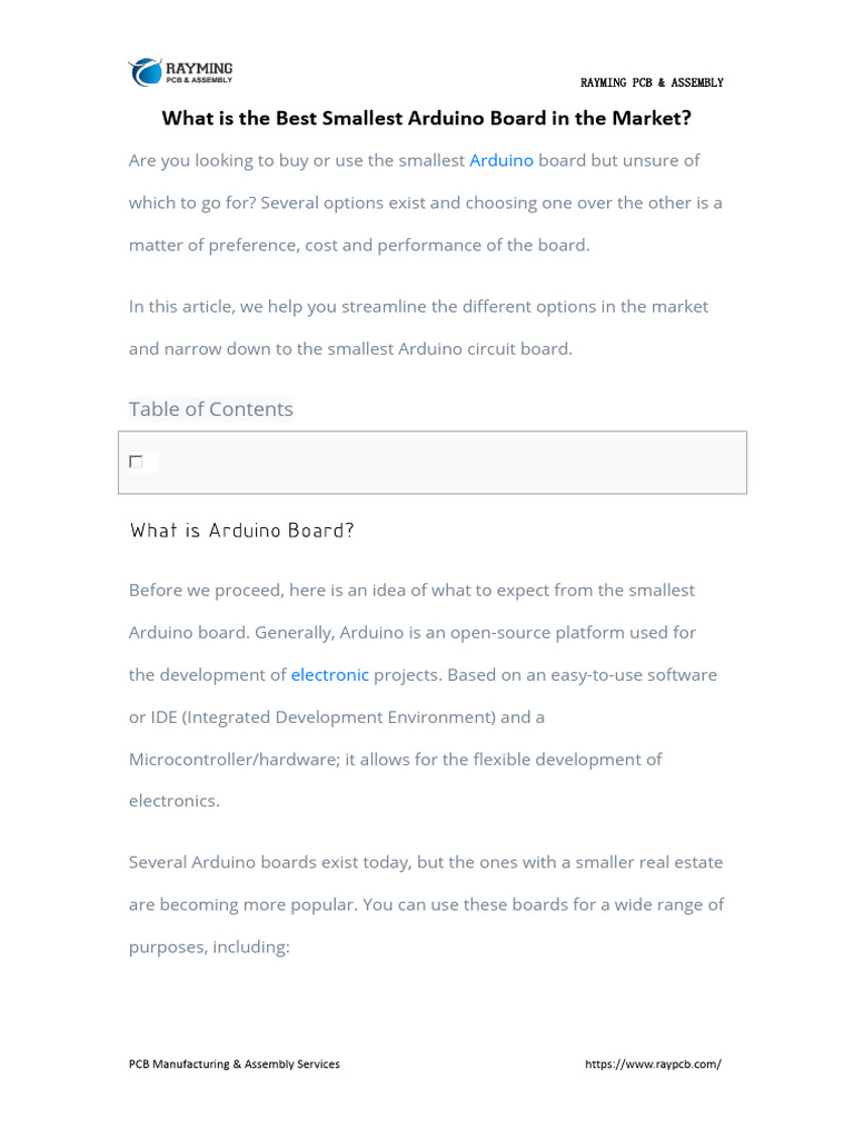 What Is The Best Smallest Arduino Board in The Market | PDF | Arduino ...