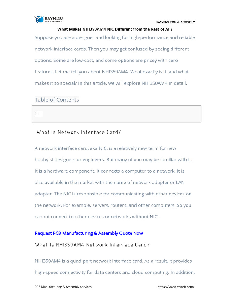 What Makes NHI350AM4 NIC Different From The Rest of All | PDF