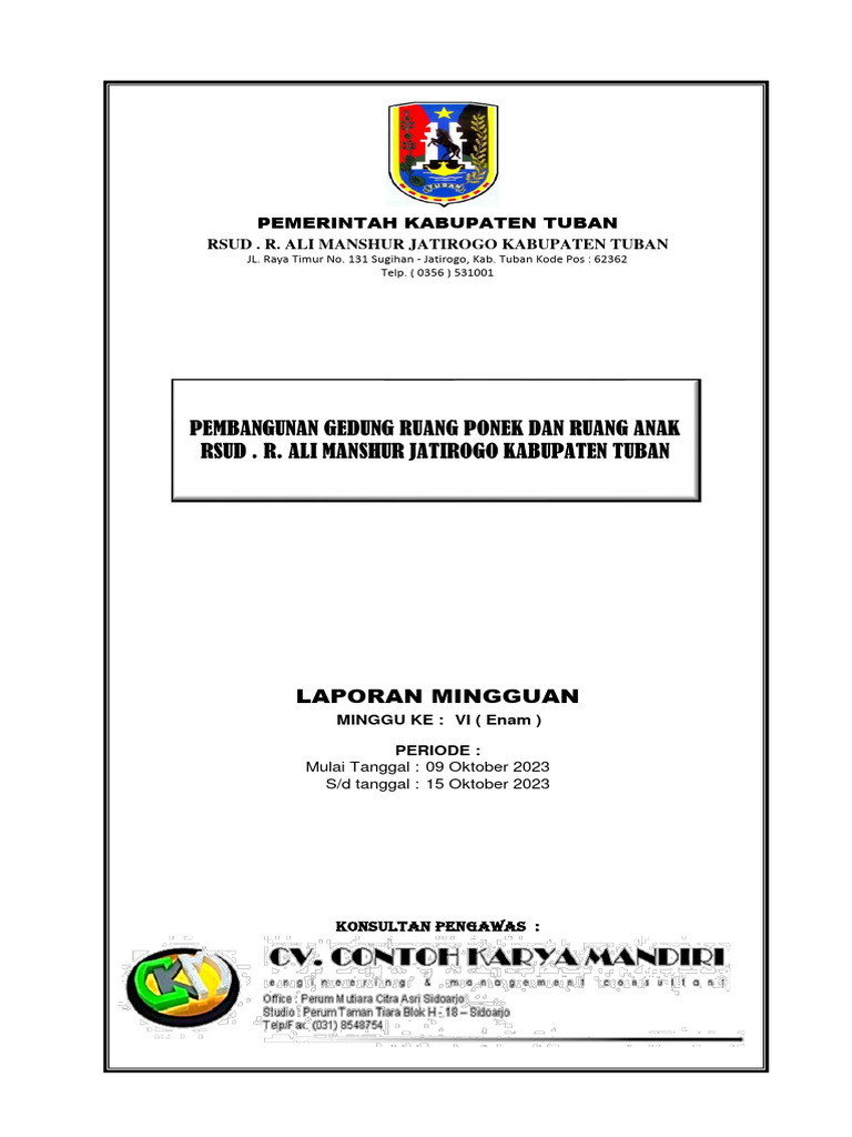 Progres Minggu Ke 6 RS - Jatirogo Cv. Contoh Karya Mandiri | PDF