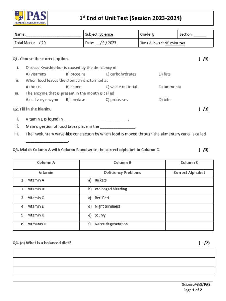 gr8 Science EOU | PDF | Vitamin | Digestion