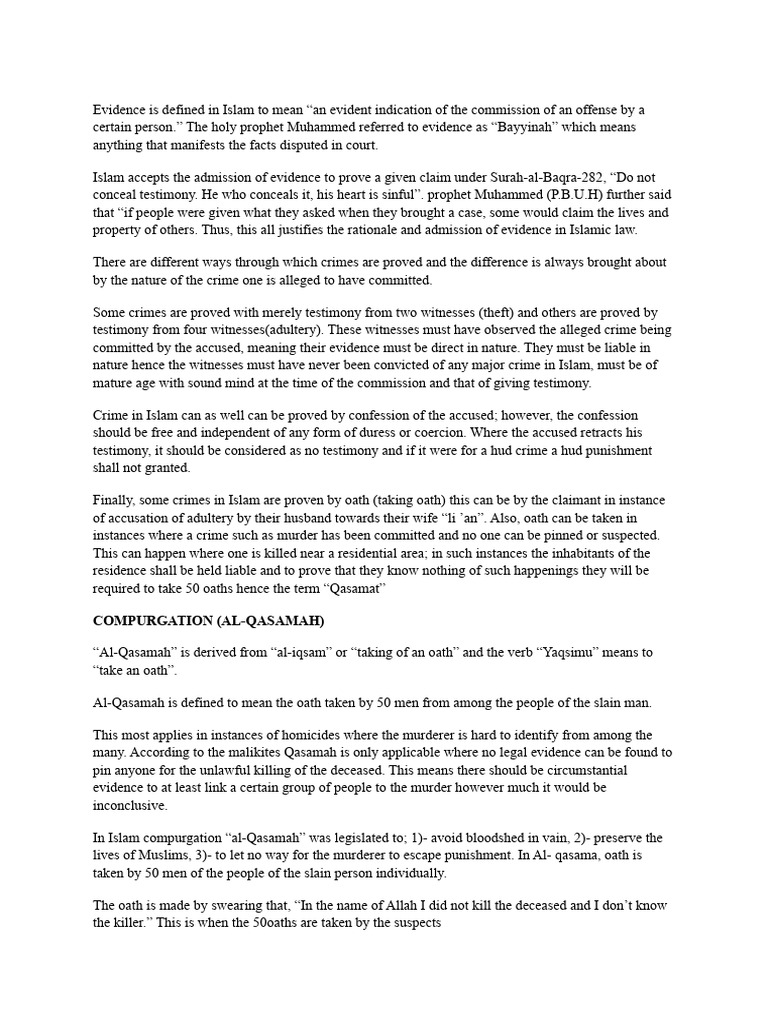 Islamic Law Of Evidence Pdf Jurisprudence Abrahamic Religions