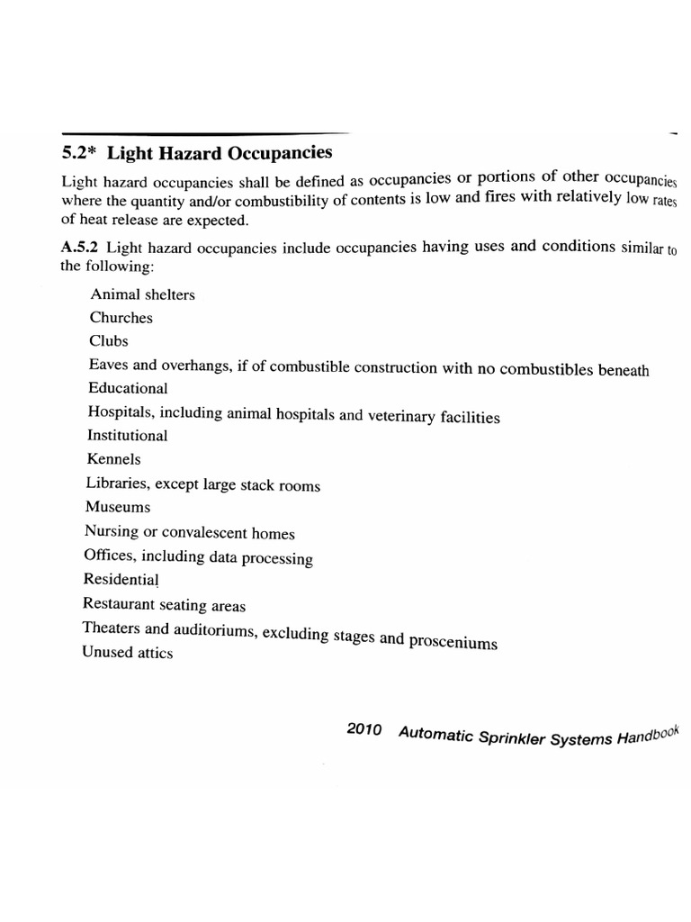 Clasificación de Ocupaciones NFPA 13 HANBOOK | PDF