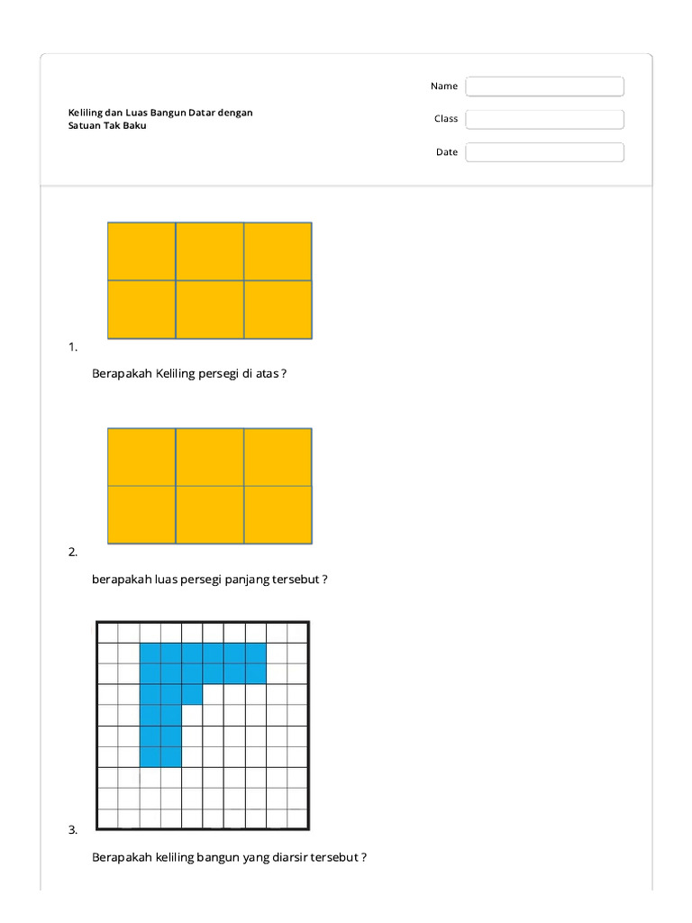 Keliling Dan Luas Bangun Datar Dengan Satuan Tak Baku - Quizizz | PDF | Metode & Bahan Ajar