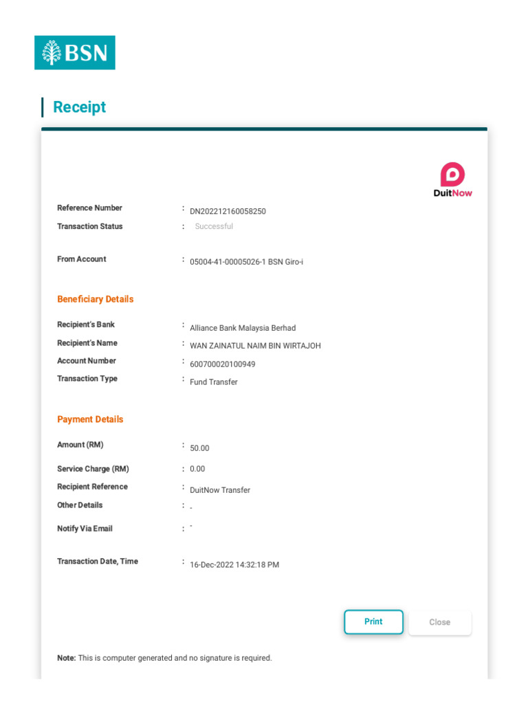 myBSN - Interbank Fund Transfer - Bank Simpanan Nasional 4 1 | PDF