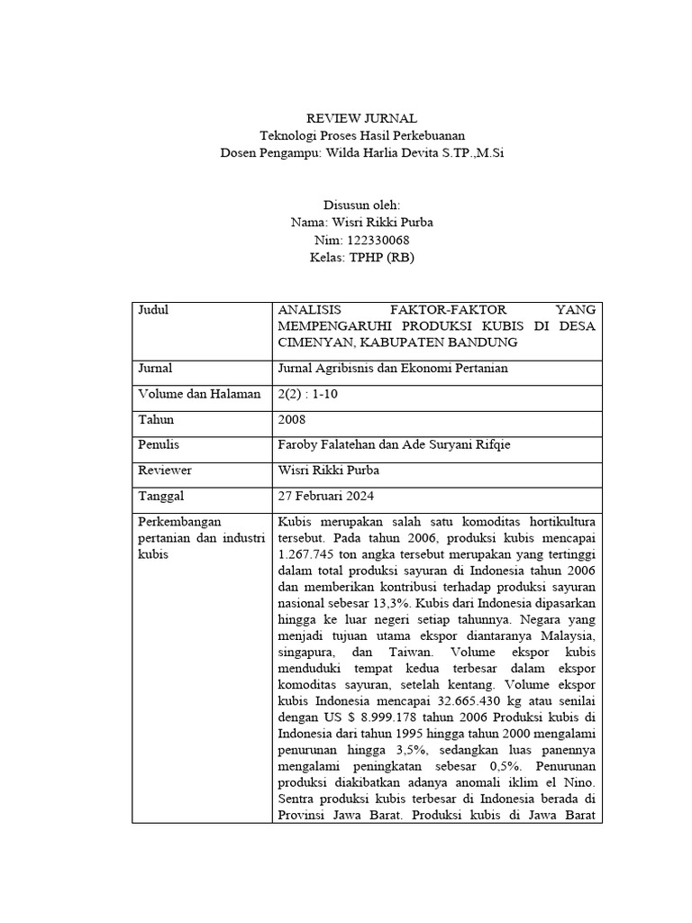 Wisri Rikki Purba - 122330068 - Review Jurnal TPHP | PDF