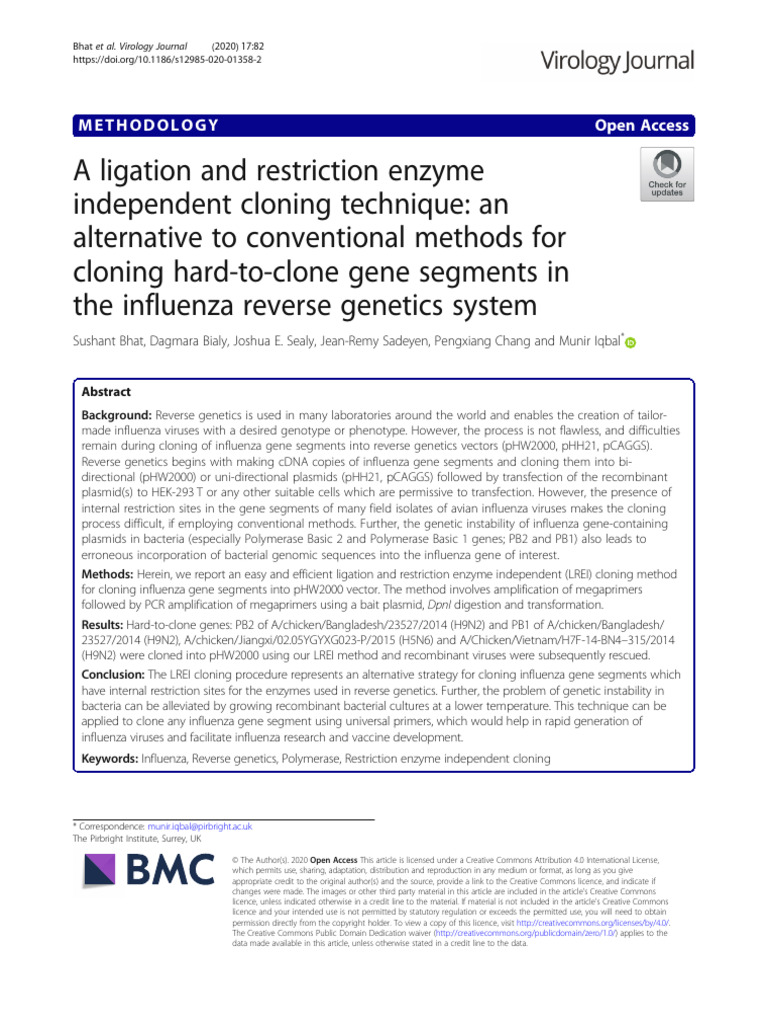 A Ligation and Restriction Enzyme Independent Cloning Technique | PDF ...
