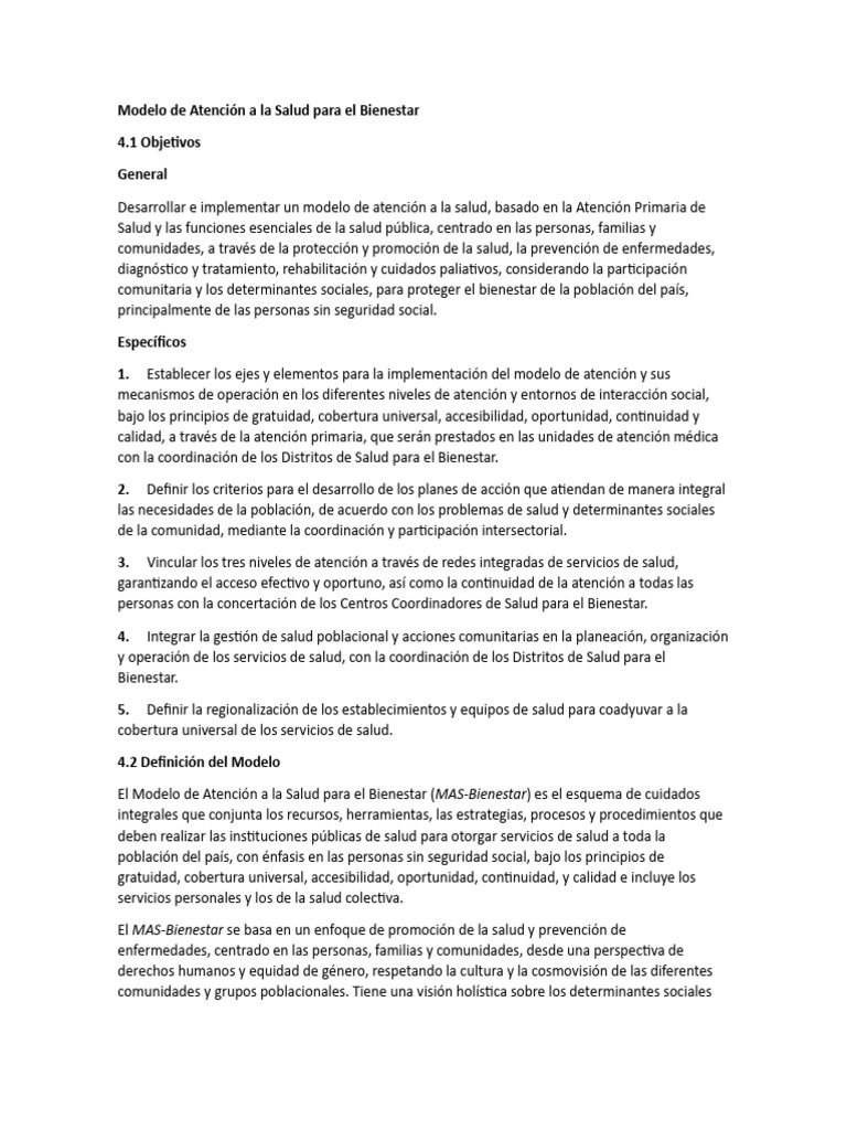 Modelo De Atención A La Salud Para El Bienestar Pdf