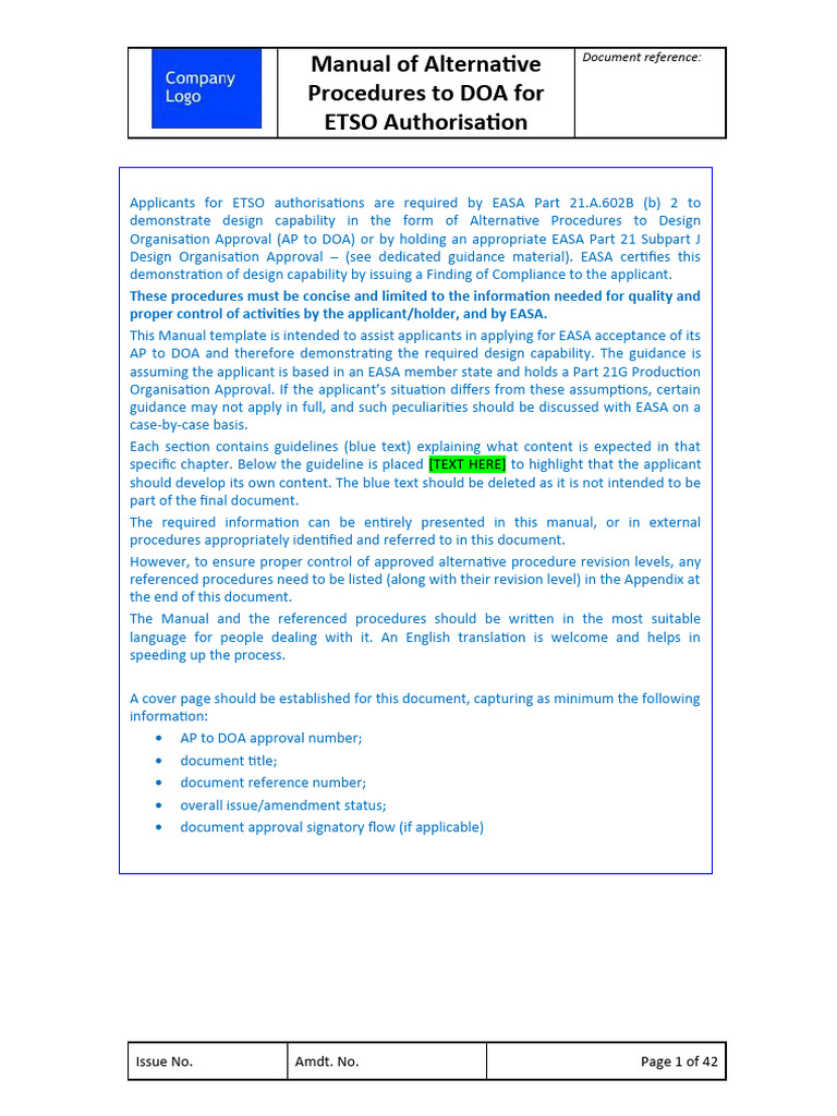APDOA-ETSO Manual Template - v2020 | PDF