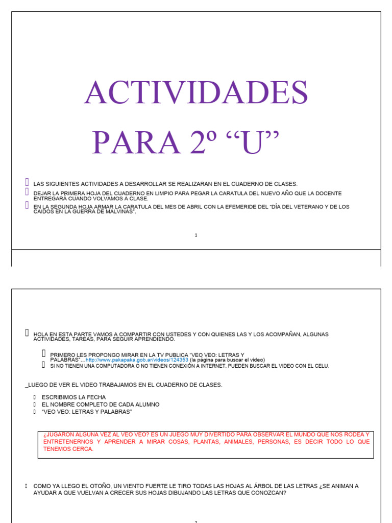 Actividades para 2º Grado | PDF