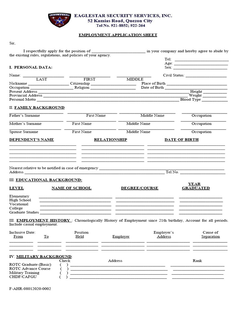 Application Form Set | PDF