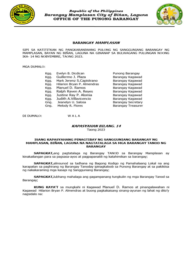 Resolusyon Tanod | PDF