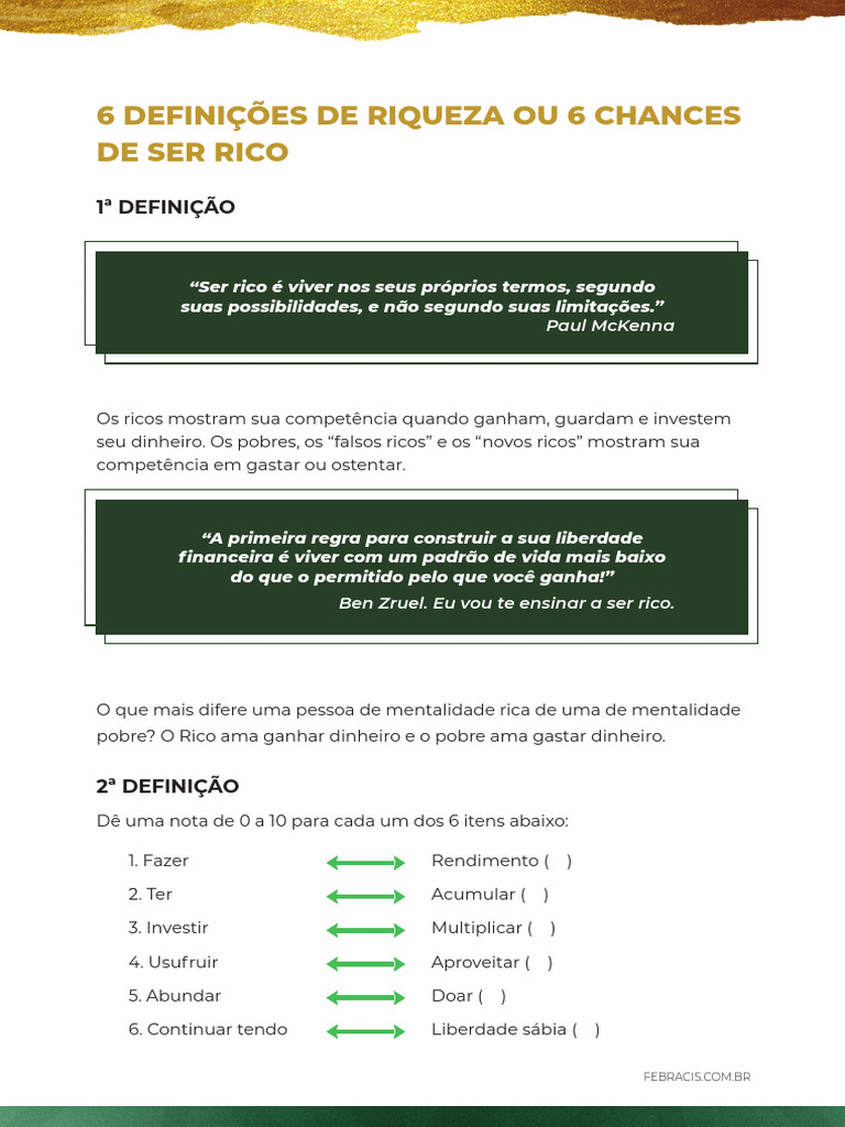 6 Definições de Riqueza | PDF