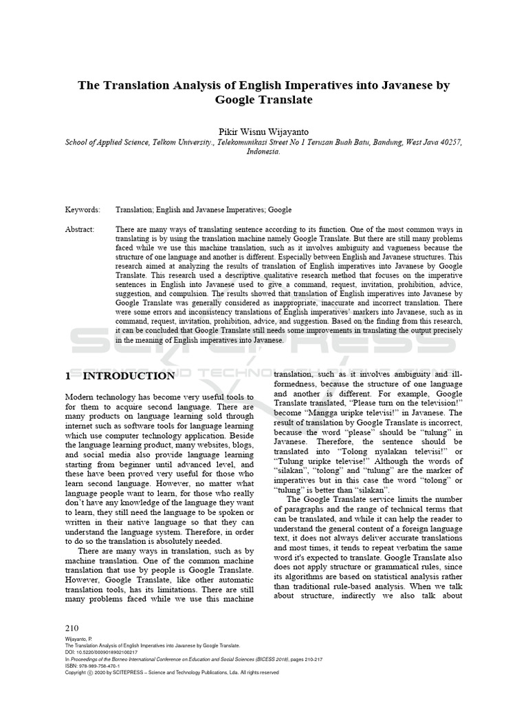 Javanese Imperatives | PDF | Translations | Sentence (Linguistics)