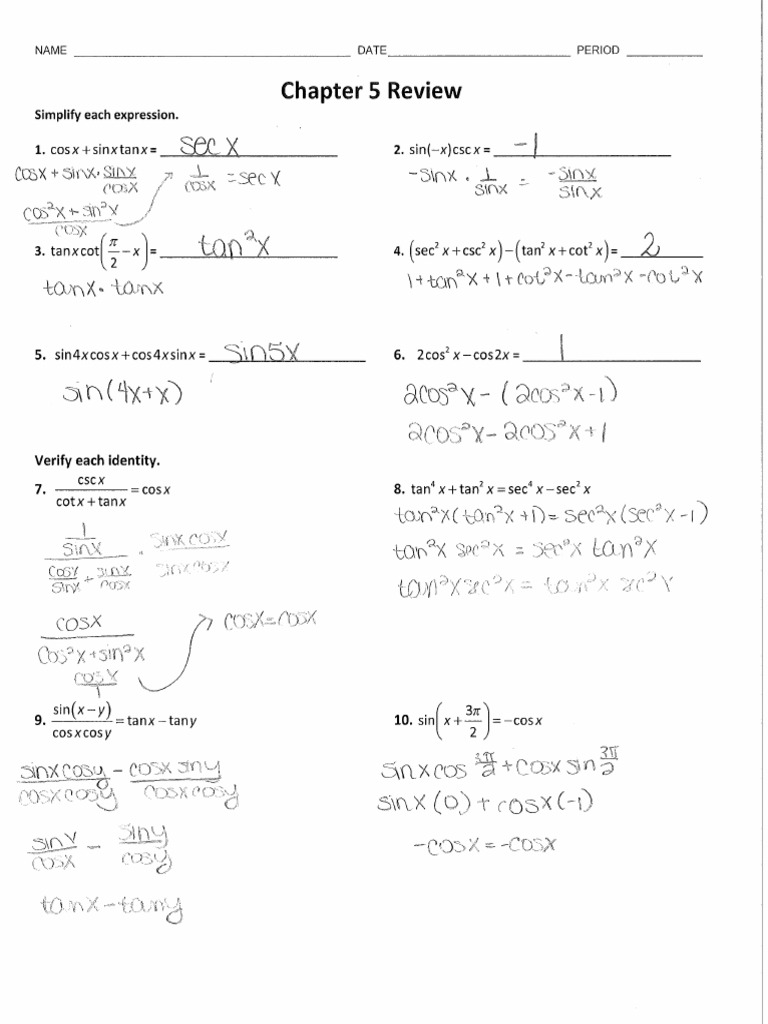 Solutions Chapter 5 Review | PDF