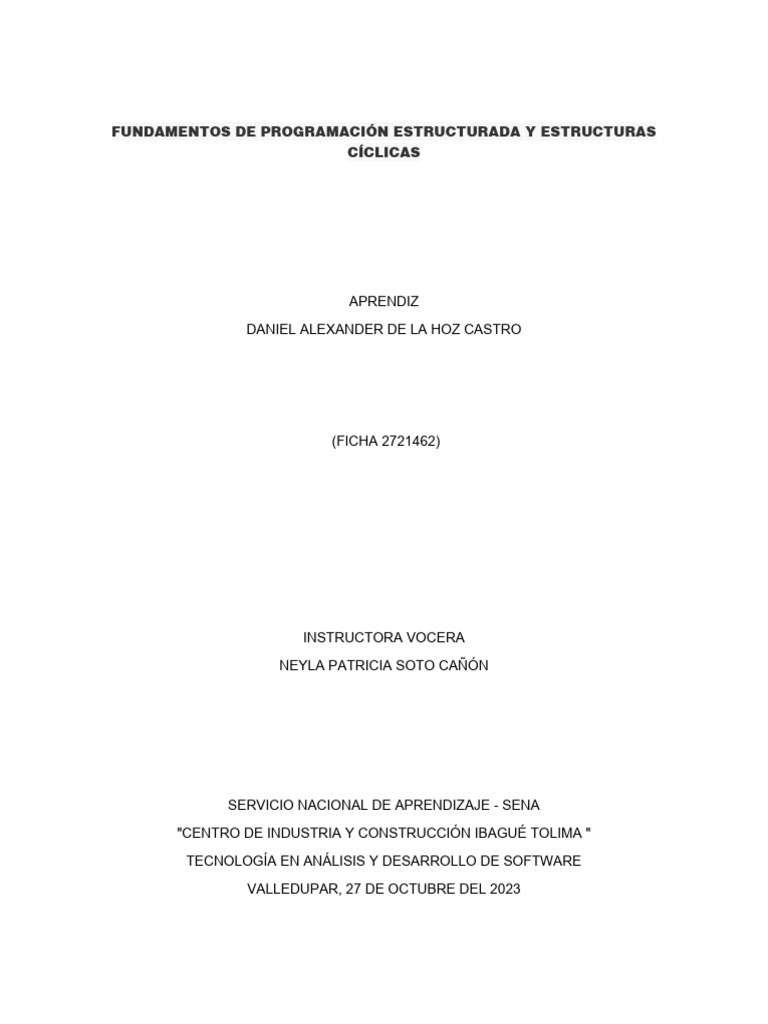 Fundamentos De Programación Estructurada Y Estructuras Cíclicas Pdf Informática Tecnología