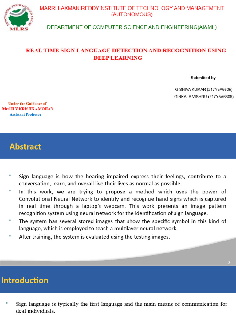 SIGNLANGUAGE PPT | PDF | Machine Learning | American Sign Language