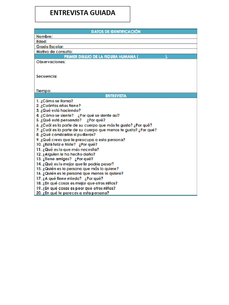 Entrevista Guiada T2F | PDF