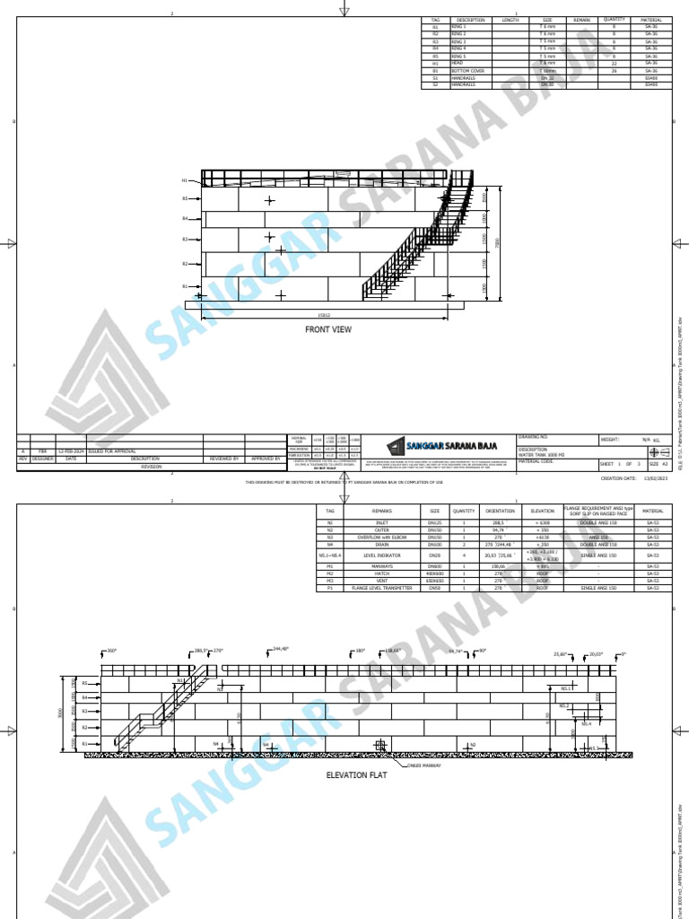 Drawing Tank 1000m3 | PDF