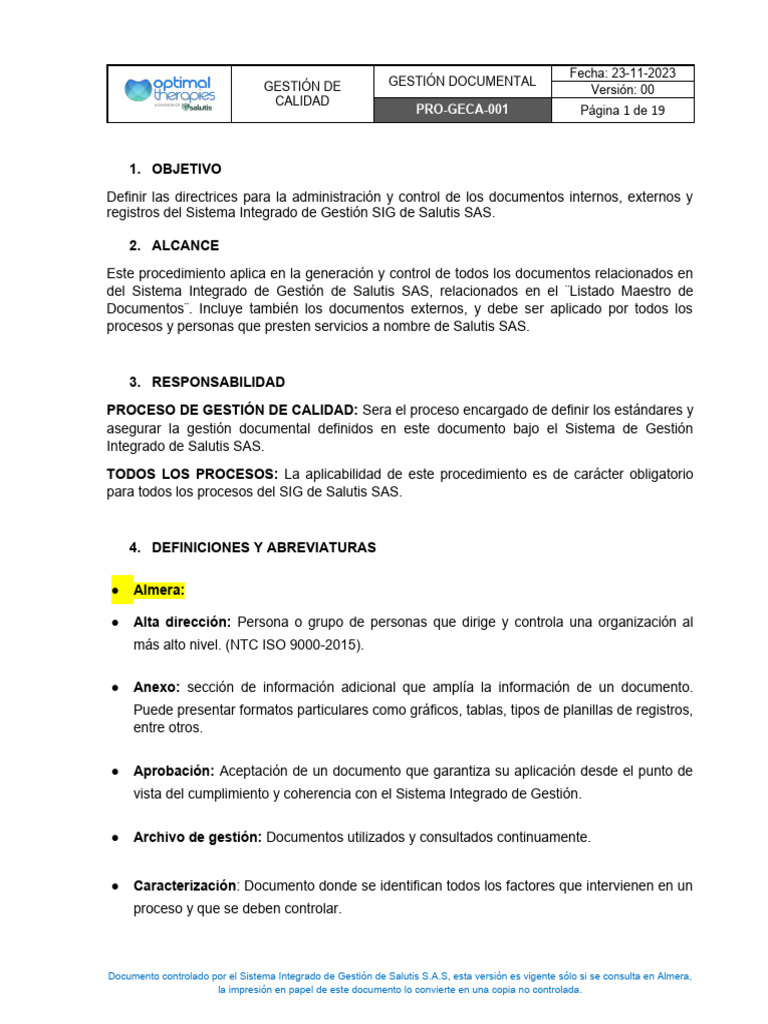 PRO-GECA-001 Gestión Documental | PDF