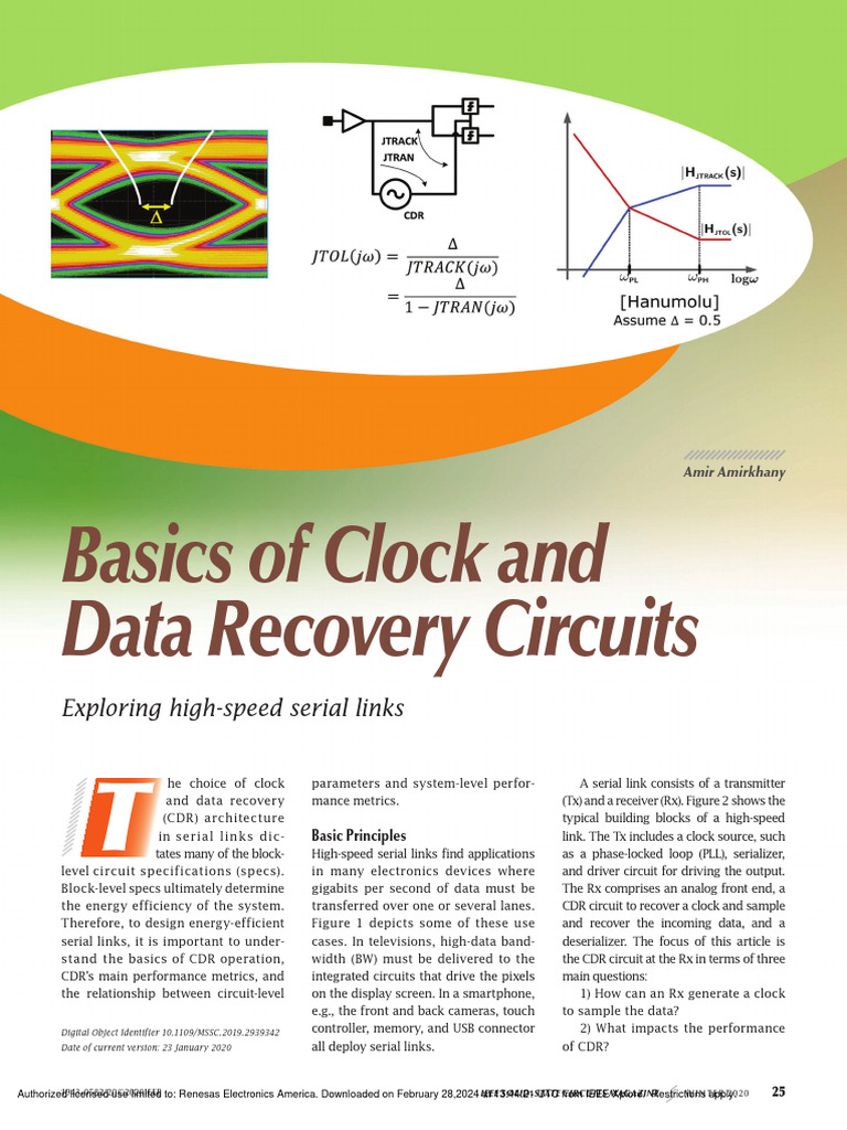 Basics of Clock and Data Recovery Circuits Exploring High-Speed Serial ...