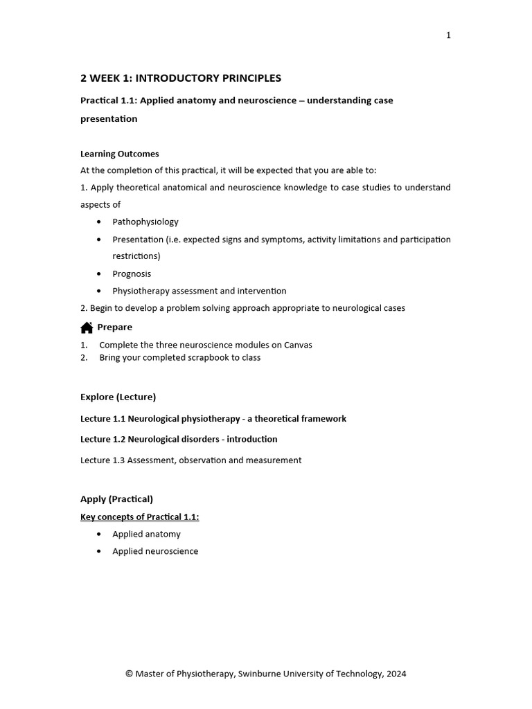 Practical 1.1 Applied Anatomy and Neuroscience | PDF | Neuroscience ...