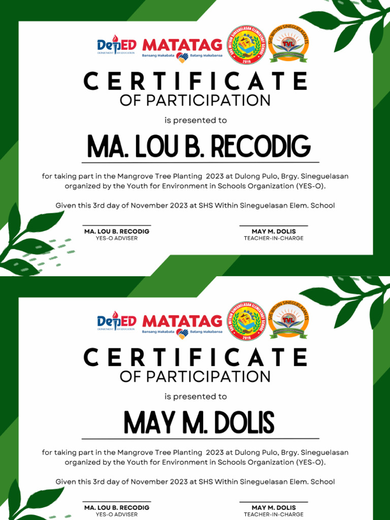 Mangrove Yes-O Certificate | PDF