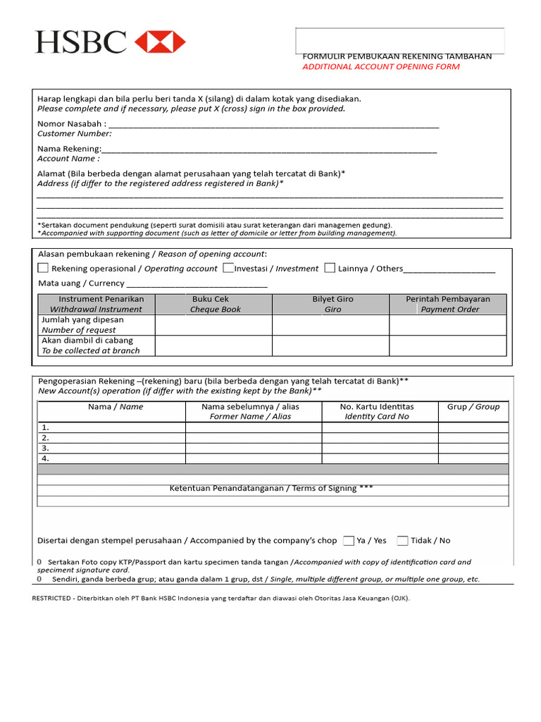 Additional Account Opening Form New | PDF