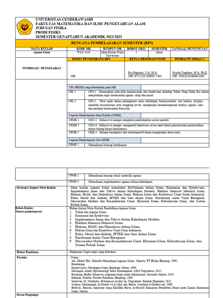 RPS Agama Islam | PDF