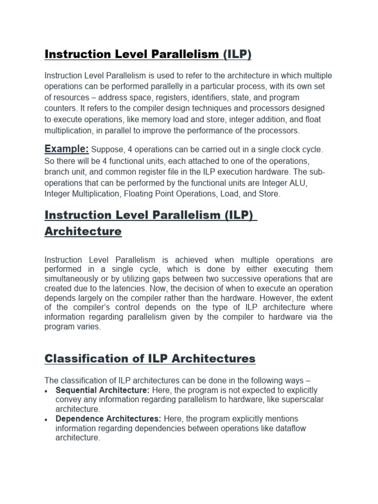 Instruction Level Parallelism Pdf Parallel Computing Central Processing Unit