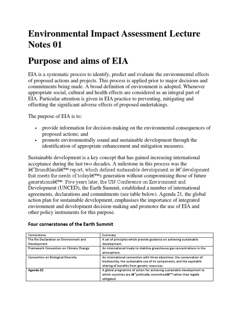 Environmental Impact Assessment Lecture Notes 01 Environmental Impact