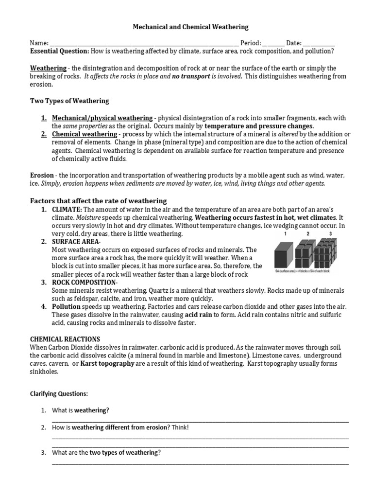 Mechanical and Chemical Weathering | PDF