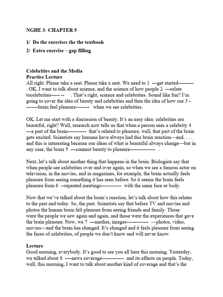 Nghe 3 - Chapter 5-Gap | PDF | News | Mass Media