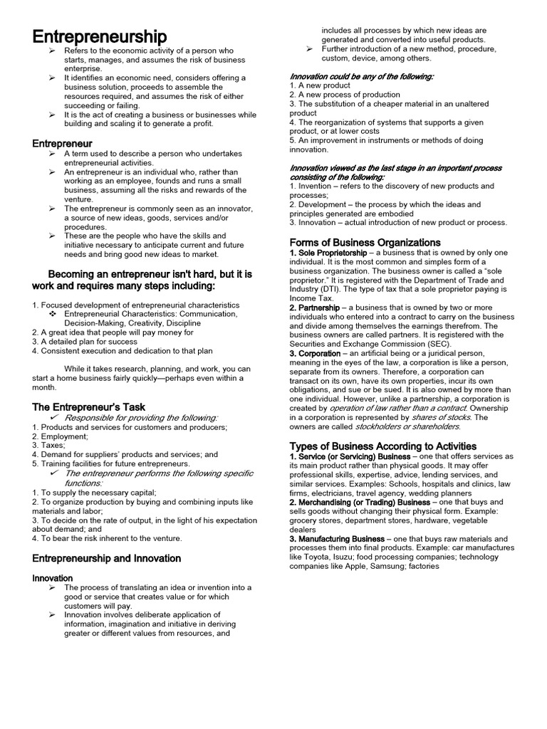 Entrepreneurship | PDF