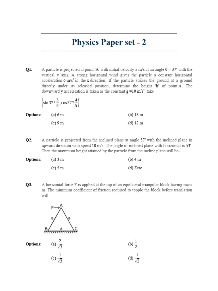 Fresh & Formatted Paper Set - 2 | PDF | Force | Friction