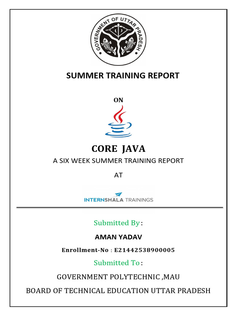 Summer Training Report on Core Java | PDF | Method (Computer Programming) | Class (Computer ...