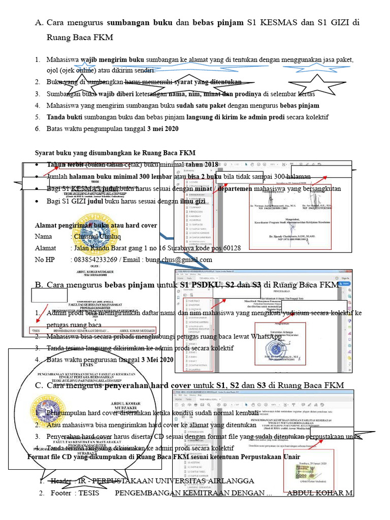 Cara Mengurus Sumbangan Buku Dan Bebas Pinjam S1, S2, S3 Di Ruang Baca FKM | PDF