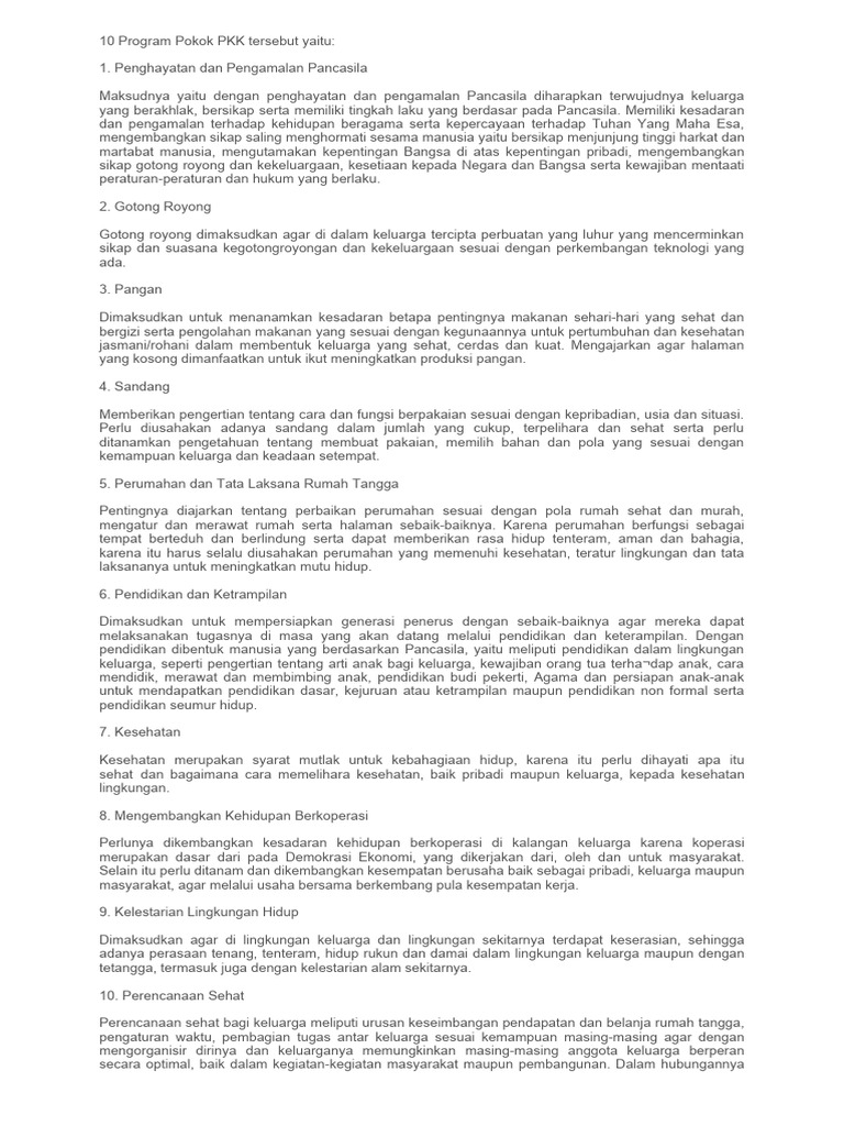 10 Program Pokok PKK | PDF