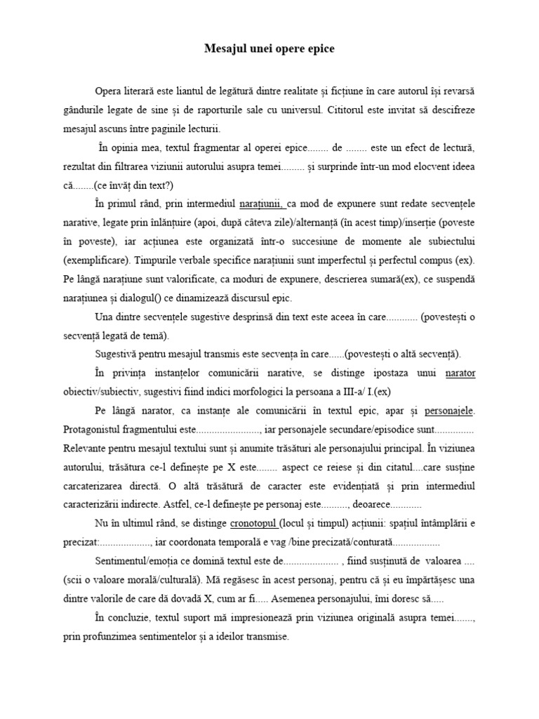 Mesajul Textului Epic | PDF