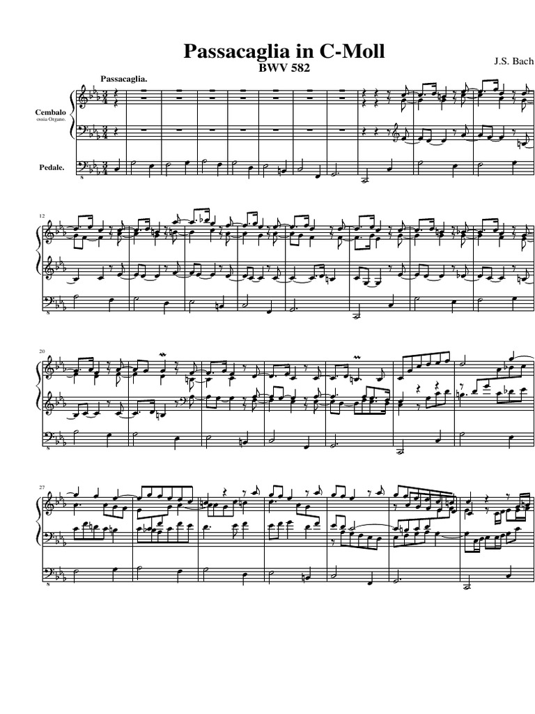 Bach Passacaglia and Fugue in C Minor BWV 582 | PDF