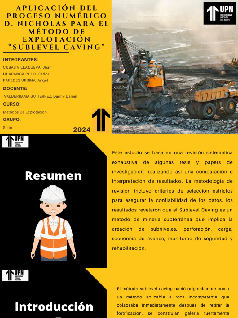 Grupo 7 Nuevo Final PPT Sublevel Caving Métodos de Explotación | PDF ...