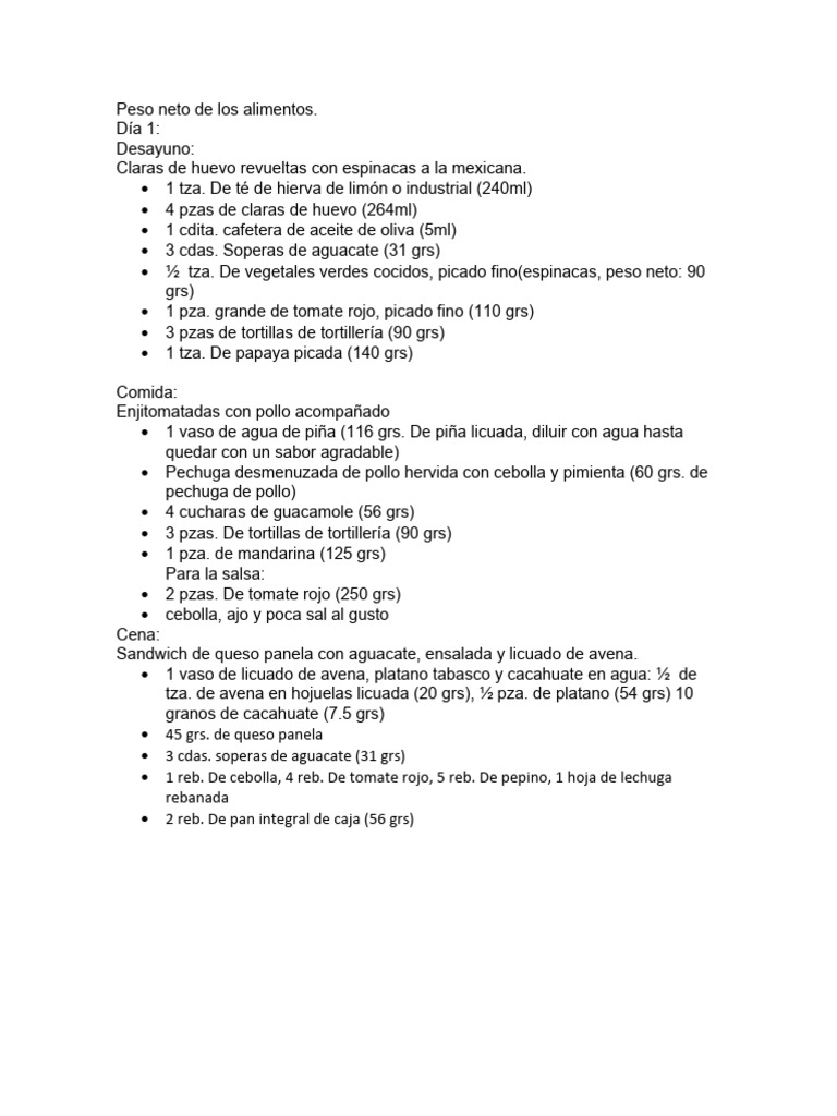 Dieta General de 5 Días | PDF | Cocina de las Americas | Cocinando