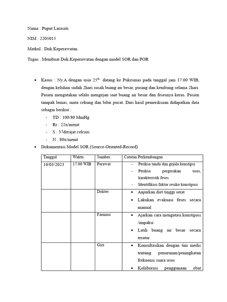 Dokumentasi Model Sor, Por | PDF