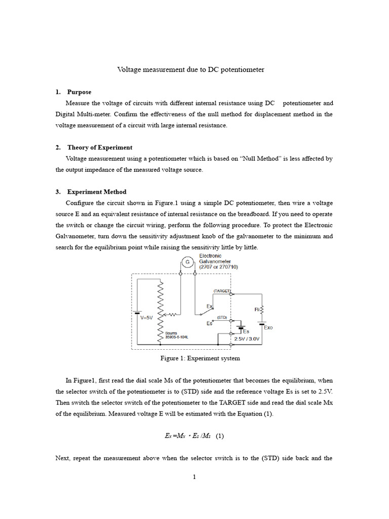 I-2-1 Measurement by DC Potentiometer | PDF | Voltage | Physical Quantities