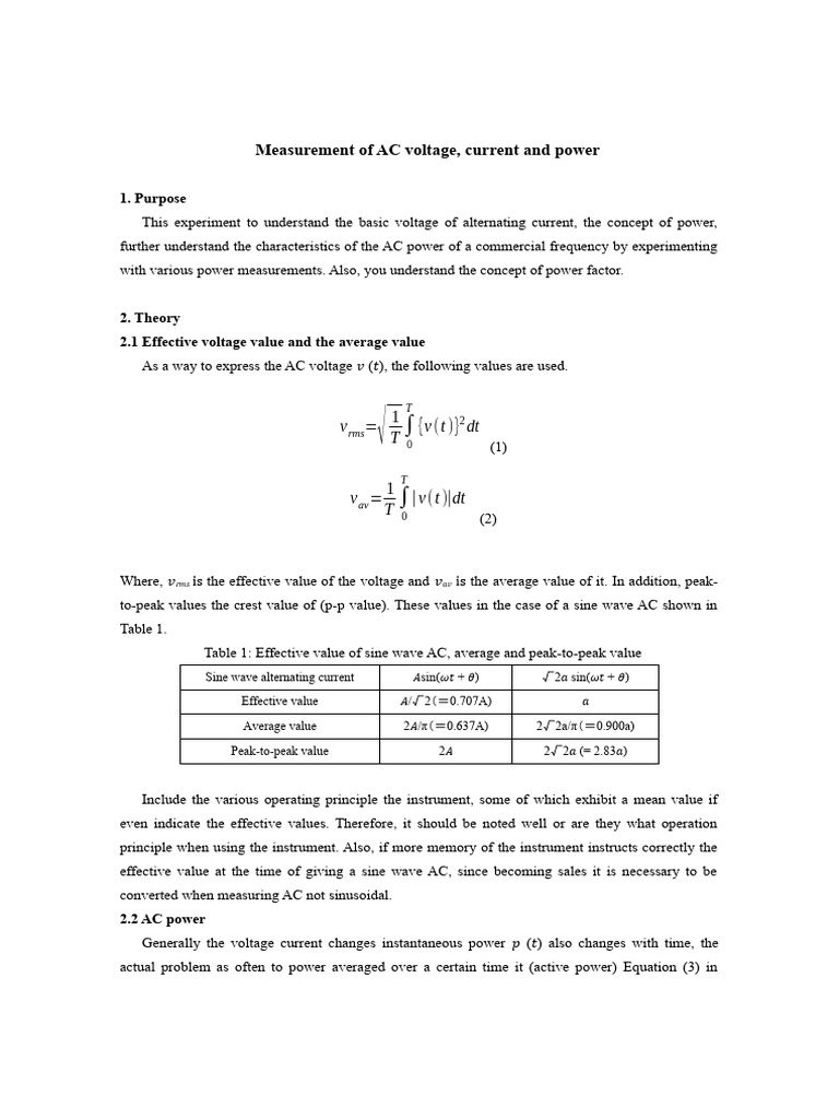 I-7 AC Voltage, Current, Power | PDF | Voltage | Rectifier